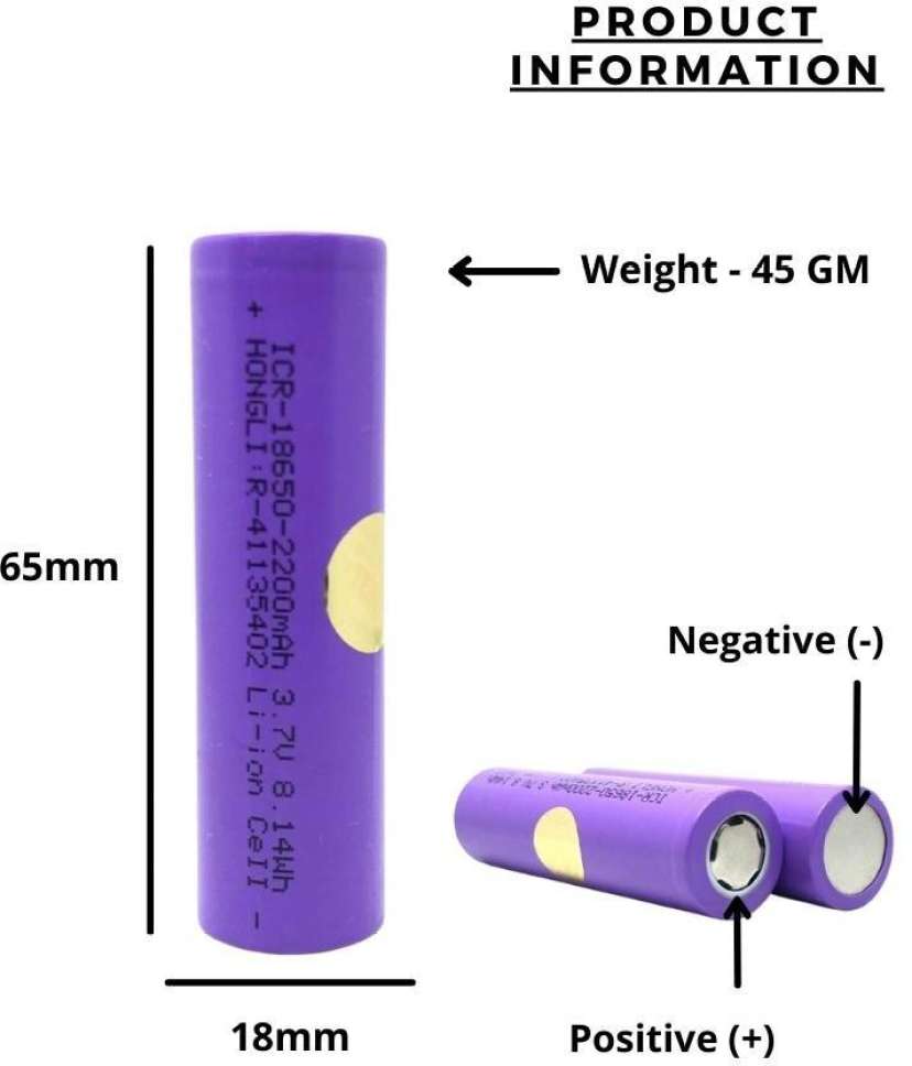 Hongli 2200mAh 18650 Rechargeable Lithium ion Battery, 3.7 V 8-14Wh Li ...
