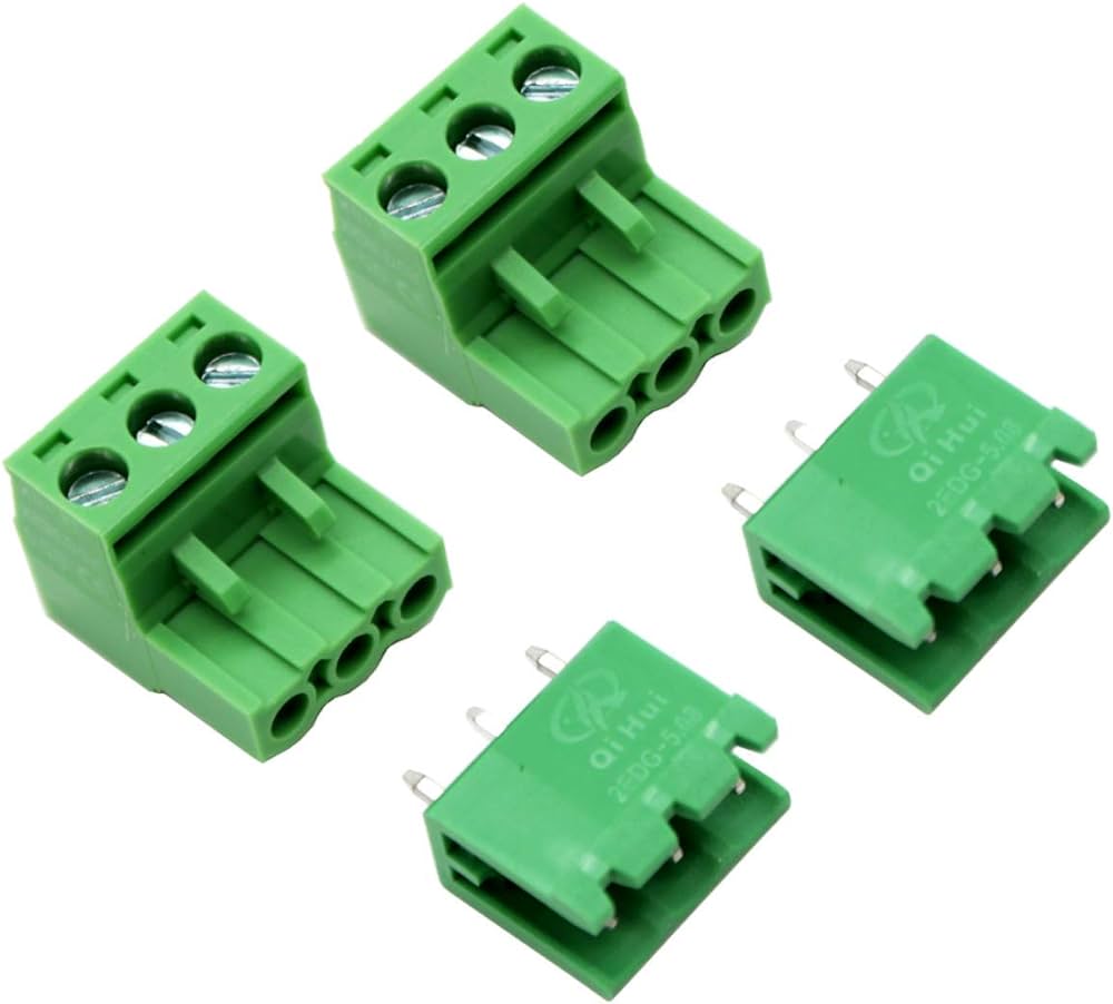 3 Pin Right Angle Male Female Plug-in Screw Terminal Block Connector P ...