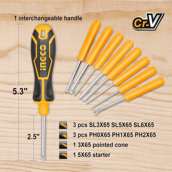 INGCO AKISD0901 9 Pcs 8 in 1 Interchangeable Screwdriver Set – Indian ...
