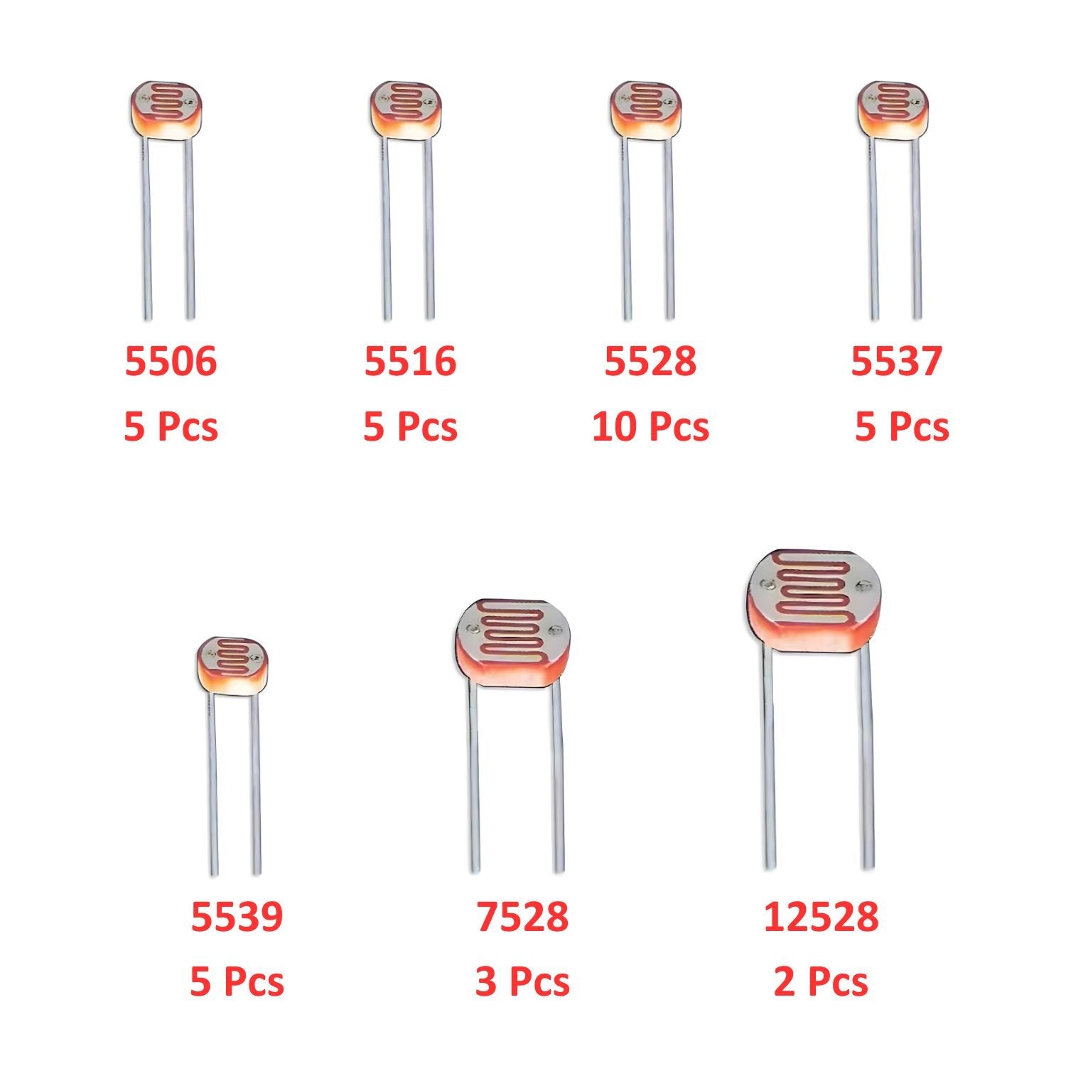 Elepak Photoresistor / LDR Pak 5 to 12mm 35 Pcs 7 Types – Indian Hobby ...