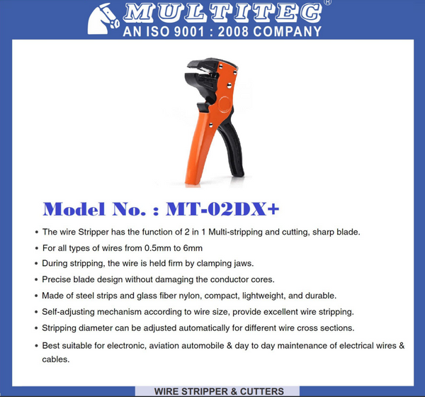 Multitec MT-02DX+ Self Adjusting Wire Cutter Stripper – Indian Hobby Center