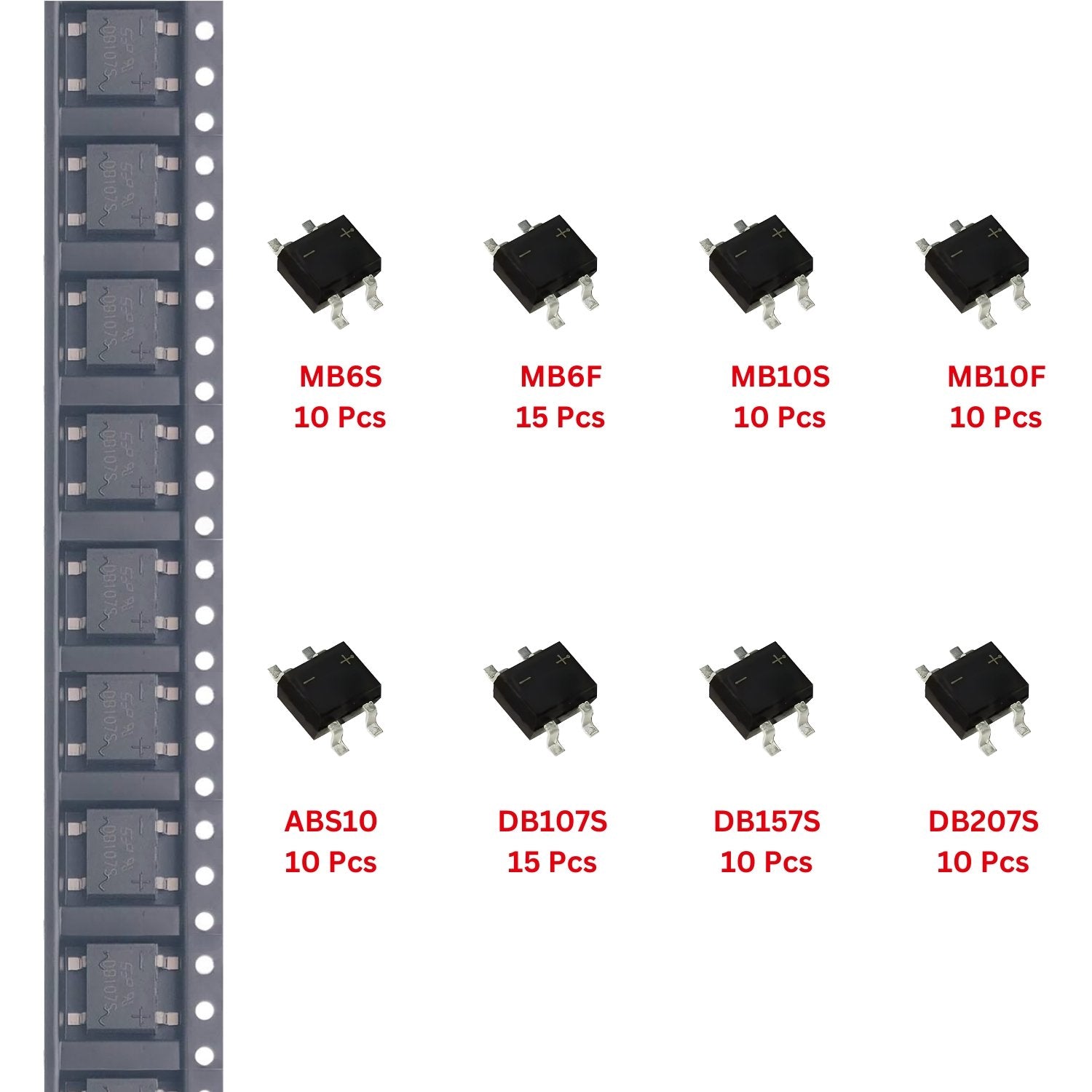 Elepak SMD Bridge Rectifier Pak 90 Pcs 8 Types – Indian Hobby Center