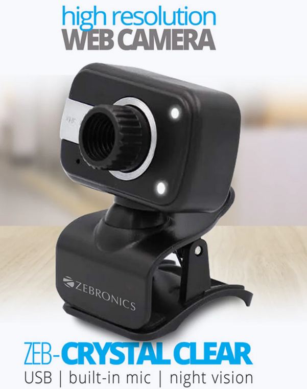 ZEBRONICS Zeb-Crystal Clear Web Camera with 3P Lens,Built-in Microphon ...